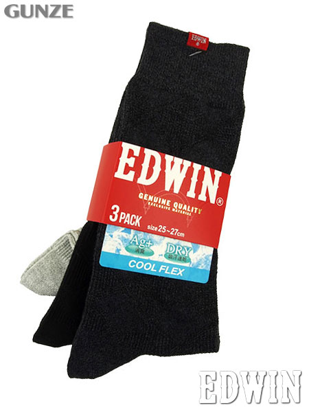 GUNZE(グンゼ)EDWIN(エドウィン)紳士カジュアルソックス 3PACK ネットでインナー