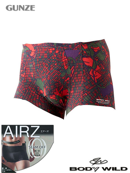 GUNZE(グンゼ)BODYWILD AIRZ(エアーズ)紳士ボクサーブリーフ(前あき)マップ柄 ネットでインナー