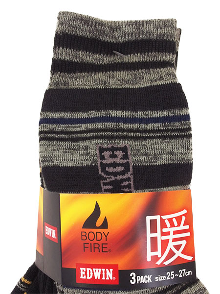 GUNZE(グンゼ)EDWIN(エドウィン)紳士3PACKソックス ボーダー柄 ネットでインナー